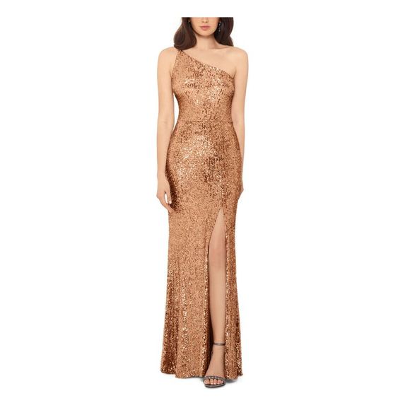 Xscape | Dresses | Xscape Womens Gold Spaghetti Strap Fulllength Formal ...